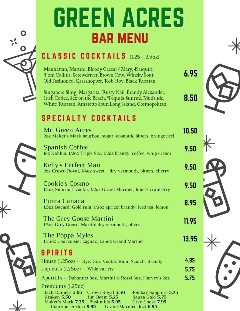 Menu - greenacresrestaurant.ca